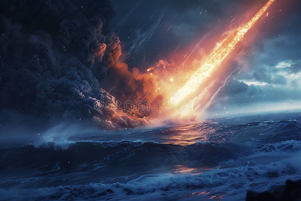 Generative AI Image of Burning Meteor Explosion Falling from the Sky ...