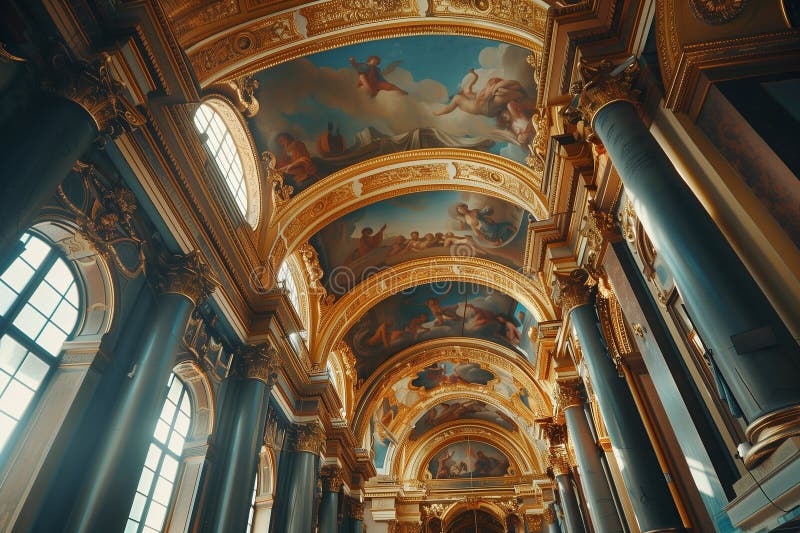 Generative AI Image of Ceiling Inside the Royal Palace Building with ...