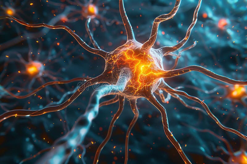 Generative AI Image of Cell of Connected Nerve Neuron System with ...