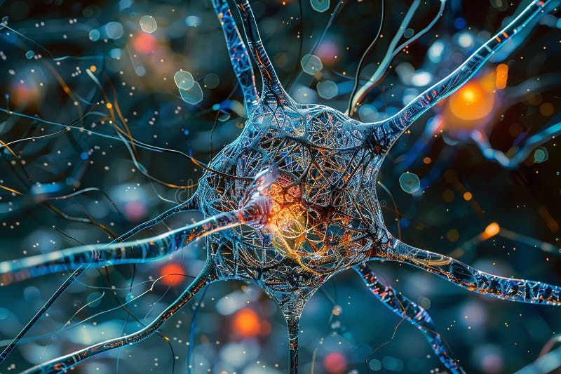 Generative AI Image of Cell of Connected Nerve Neuron System with ...
