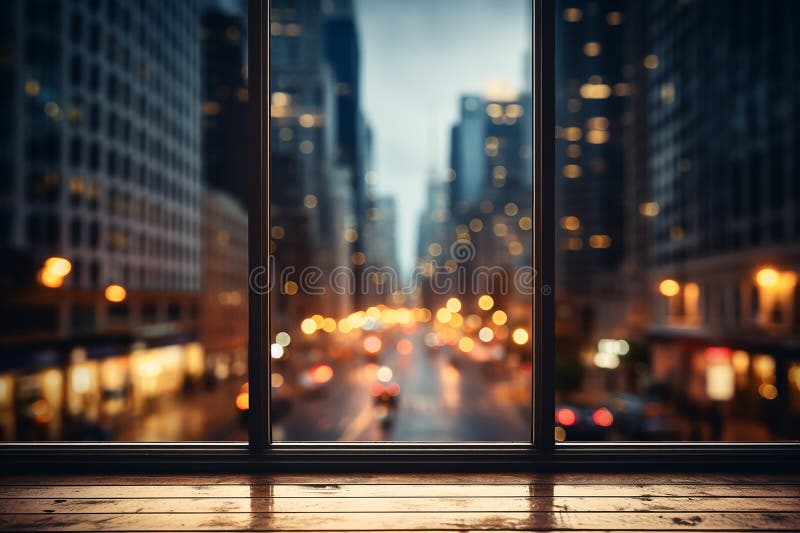 Generative AI Image of City View from the Window with Bokeh Lights ...
