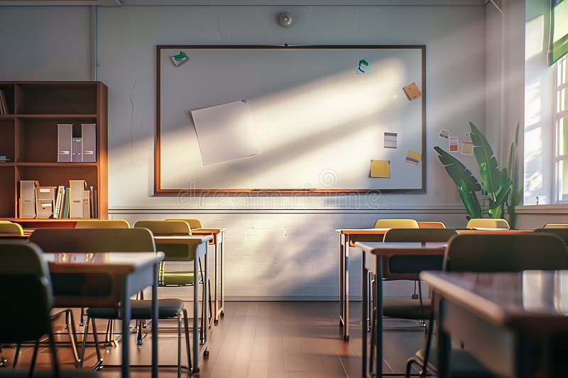 Generative AI Image of Classroom Landscape in the School with Empty ...
