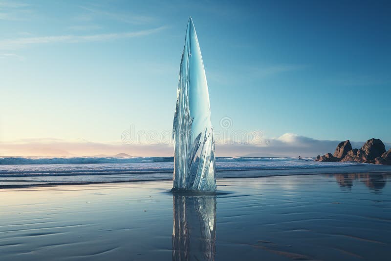 Generative AI Image of Clear Crystal Stone on the Beach with Bright ...