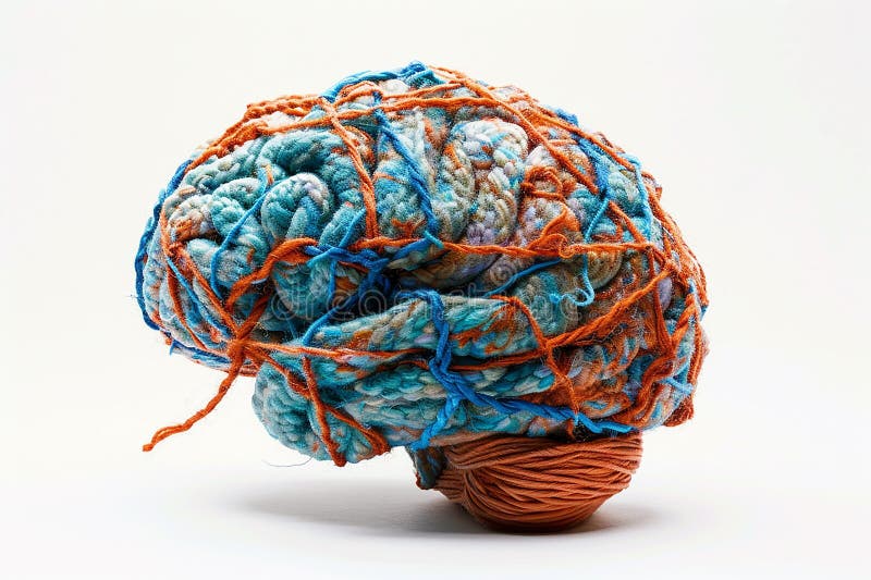 Generative AI Image of Clumps of Wool Thread Forming a Smart Thinking ...