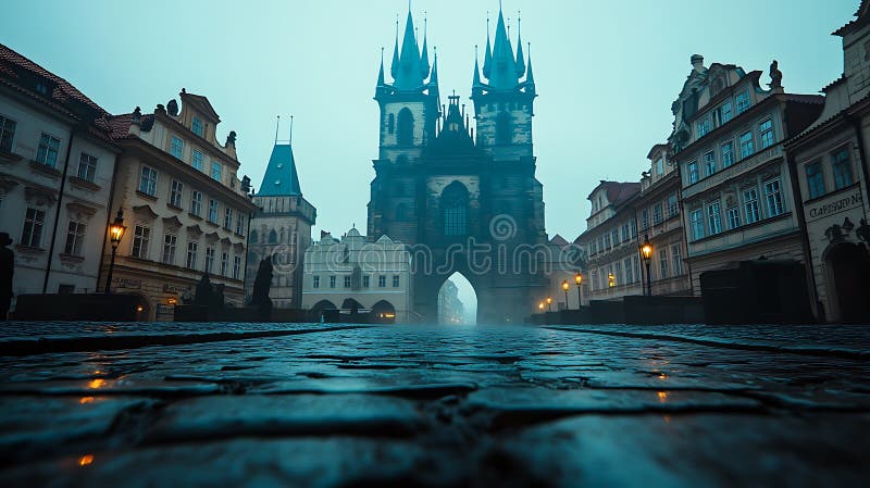 Generative AI Image of Cobblestone Path Way Street in Prague with ...