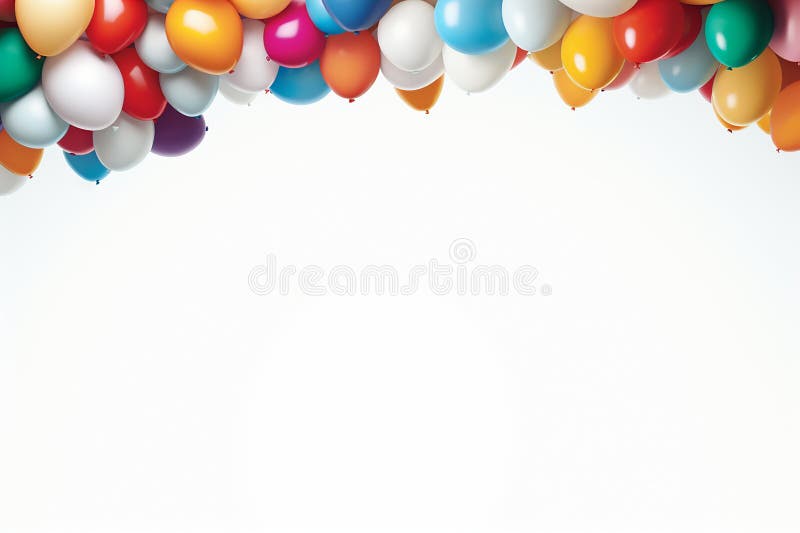 Generative AI Image of Colorful Balloons Frame on White Background ...