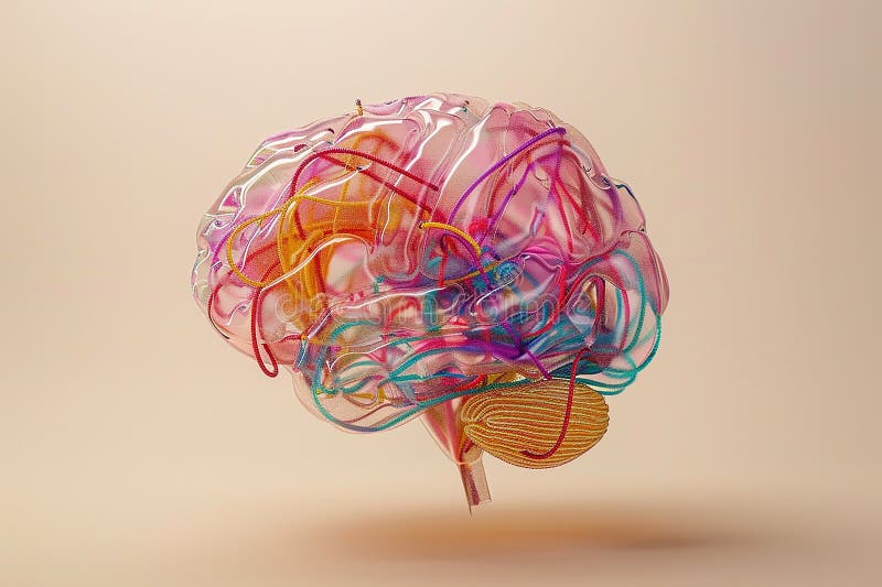 Generative AI Image of Colorful Cable Wire Thread Forming a Human Brain ...
