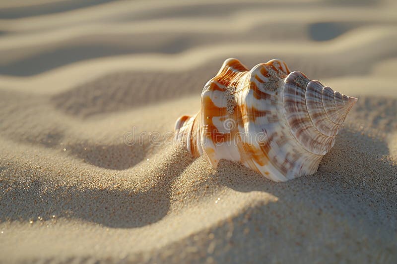 Generative AI Image of Conch Sea Shell on Beach Sand Stock Illustration ...