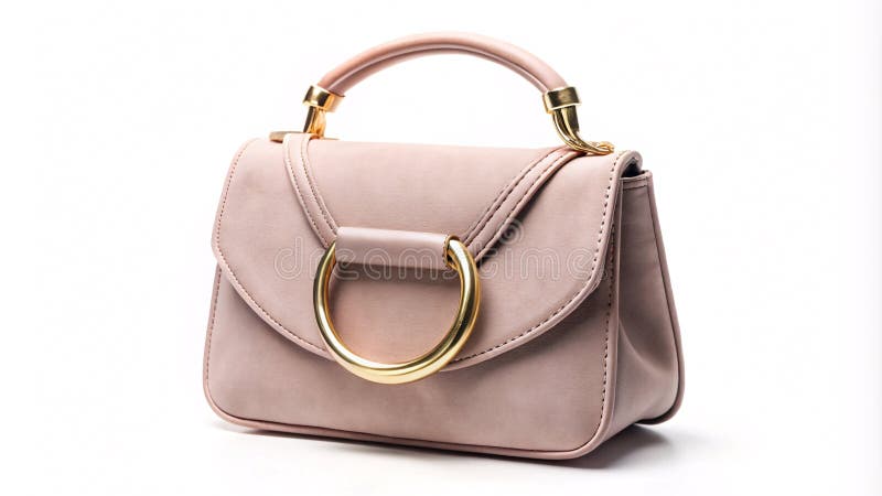 A Blush-colored Purse Adorned with a Gold Circular Buckle Stock ...