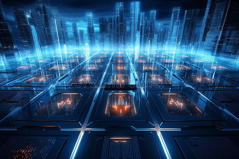 Generative AI Image of Corporate Data Storage Memory Chips with ...