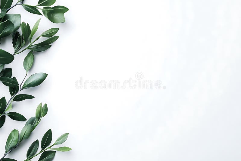 Generative AI Image of Creeping Branches Green Leaves with Blank Empty ...