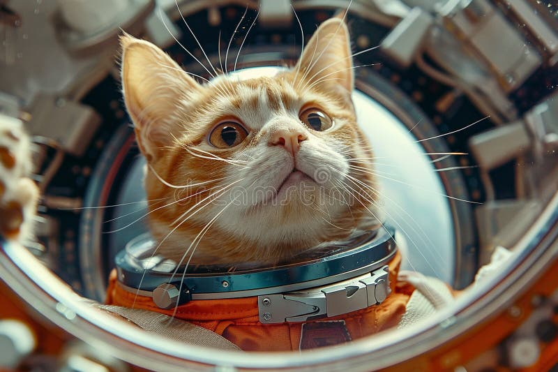 Generative AI Image of Cute Cat Animal Wearing Astronaut Suit Exploring ...