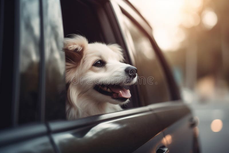 Generative Ai Image of a Cute Happy Dog Looking Out of Car Window Stock ...