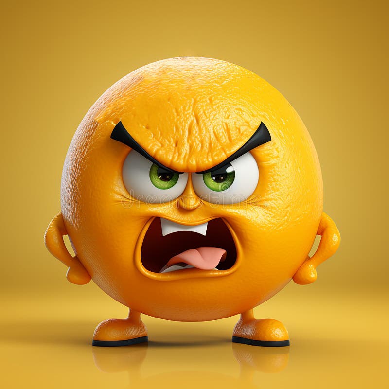 Generative AI Image of Cute Orange Fruit Cartoon Character with Angry ...