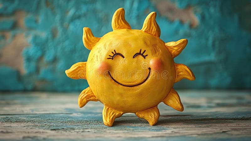 Generative AI Image of Cute Sun with Happy Smile Expression on Blue ...