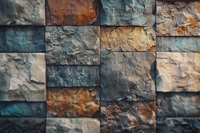 Generative AI Image of Dark Stone Wall with Square Grid Pattern ...