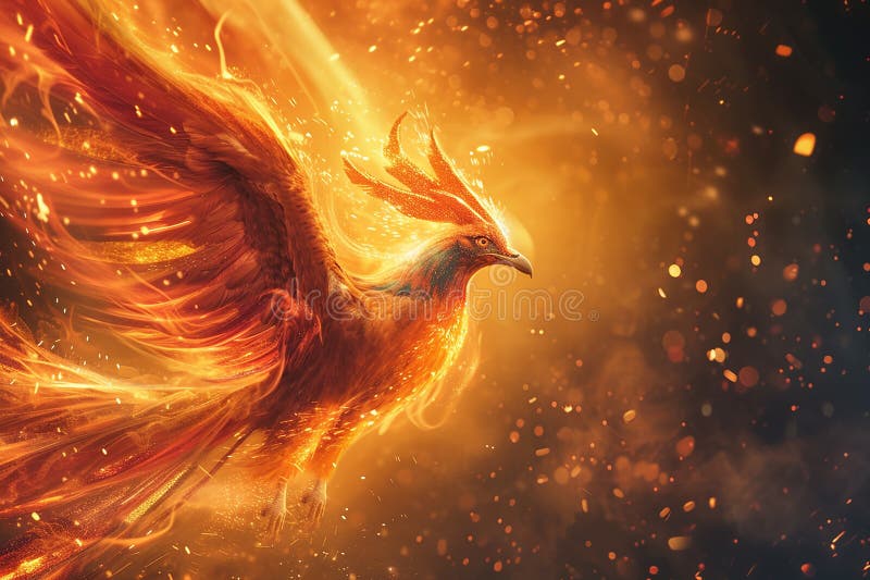 Generative AI Image of Dashing Phoenix Bird with Hot Fire Flame Flying ...