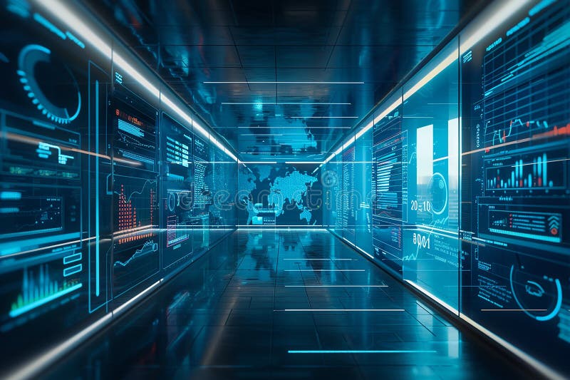 Generative AI Image of Digital Blue Data on Glass Screen Wallpaper ...