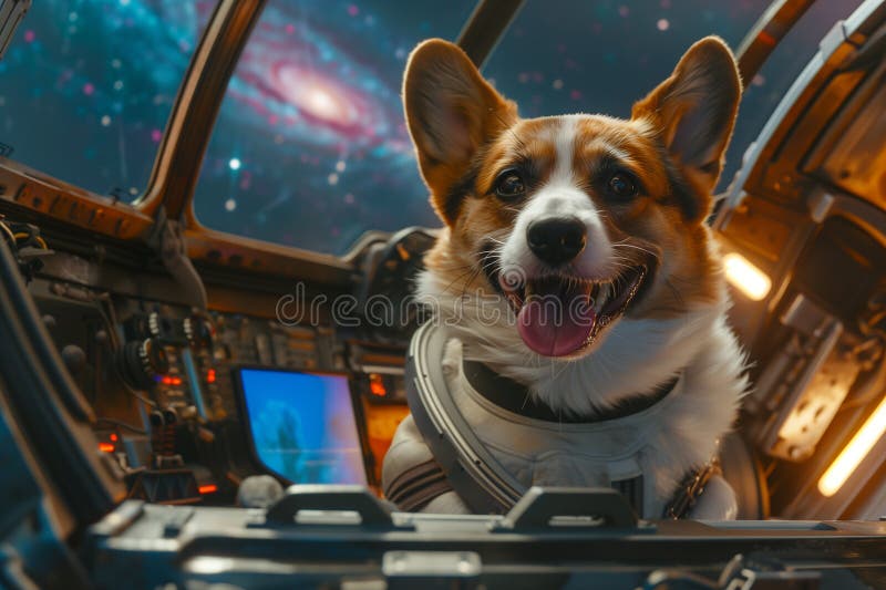 Generative AI Image of Dog Animal Inside Spaceship Explore Outer Space ...