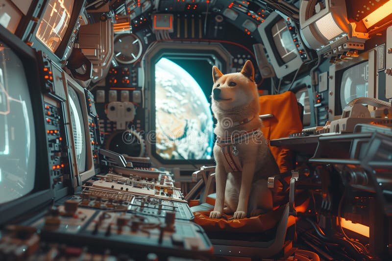Generative AI Image of Dog Animal Sitting Inside the Spacecraft ...
