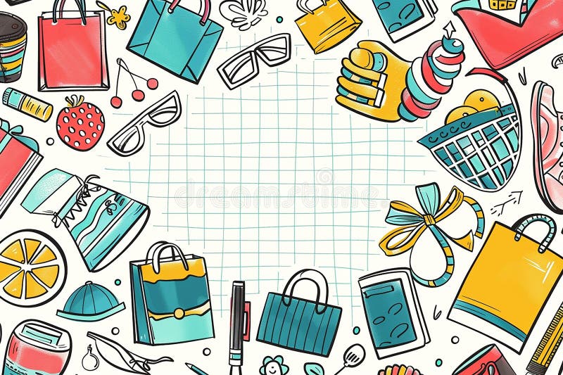 Kids Shopping Bag Pattern Frame Stock Illustrations – 8 Kids Shopping ...