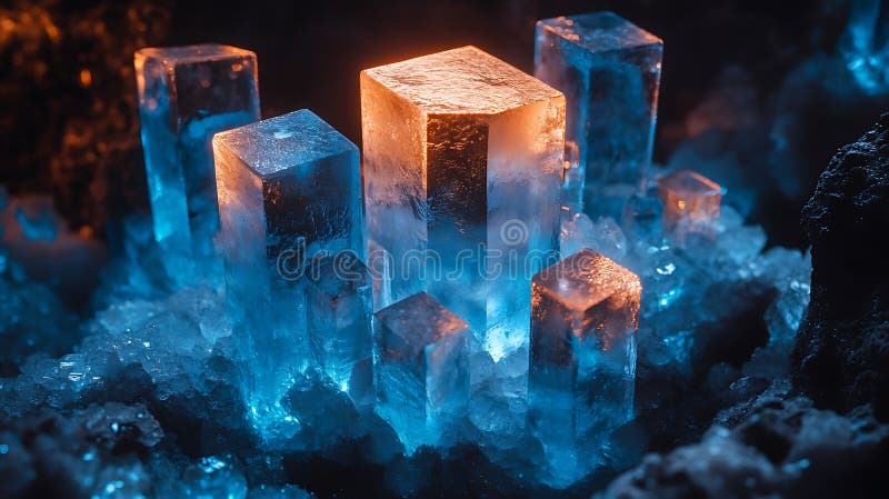 Generative AI Image of Elegant Clear Blue Transparent Glass Block Shape ...