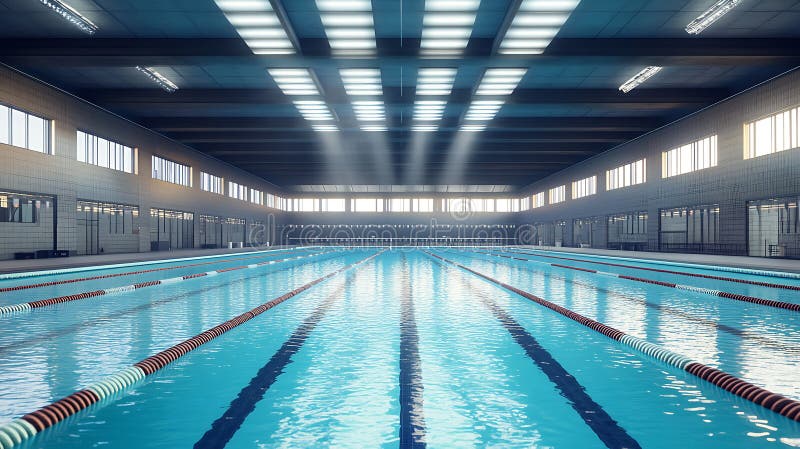 Generative AI Image of Empty Large Olympic Pool with Crystal Clear ...