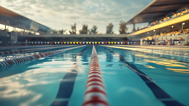 Generative AI Image of Empty Large Olympic Pool with Crystal Clear ...