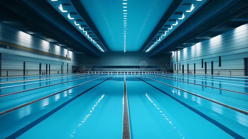 Generative AI Image of Empty Large Olympic Pool with Crystal Clear ...