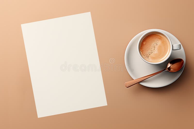 Generative AI Image of Empty White Paper with Coffee Drink on Pink ...