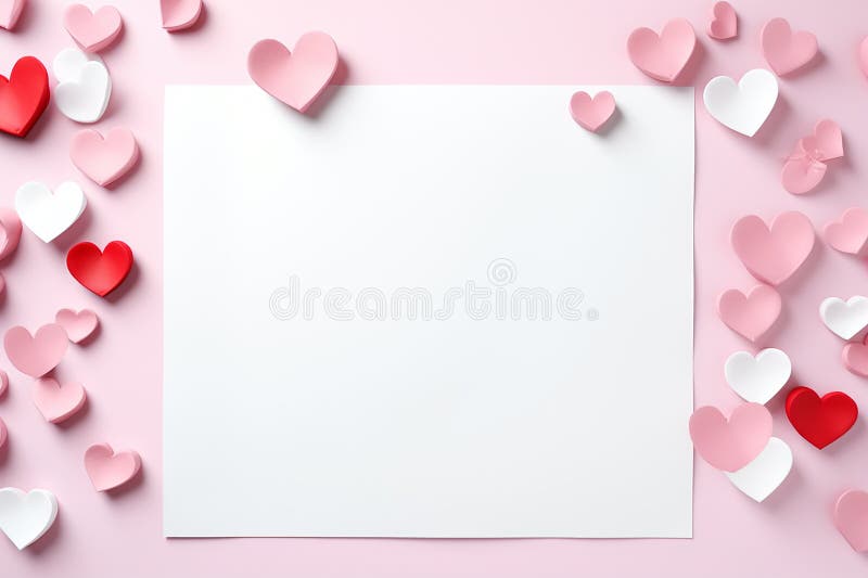 Generative AI Image of Empty White Paper with Love Heart Handcraft on ...