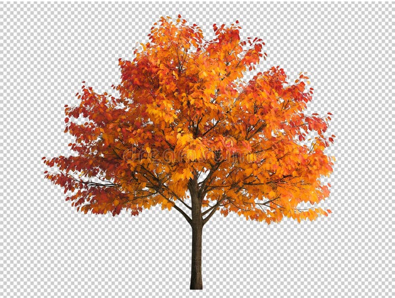 Autumn Maple Tree on Transparent Background - 3D Rendered Asset with ...