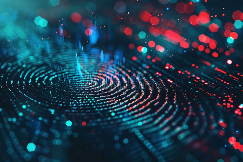 Generative AI Image of Fingerprint on the Top of Abstract Data Visualization Wallpaper Stock ...