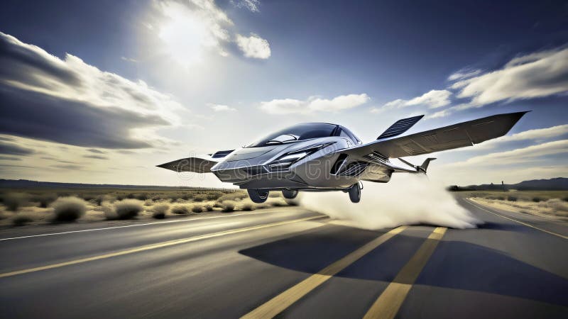 Generative AI Image of Flying Car Stock Illustration - Illustration of ...