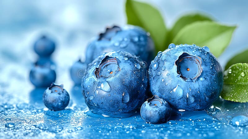 Generative AI Image of Fresh Blueberries Floating in Cold Water with ...