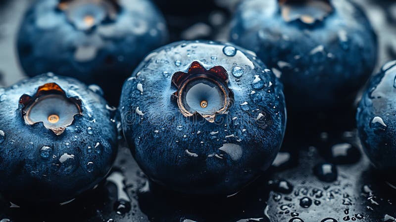 Generative AI Image of Fresh Blueberries Floating in Cold Water with ...