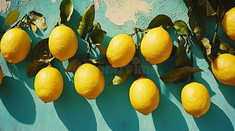 Generative AI Image of Fresh Healthy Sliced Lemons on Vibrant Light ...
