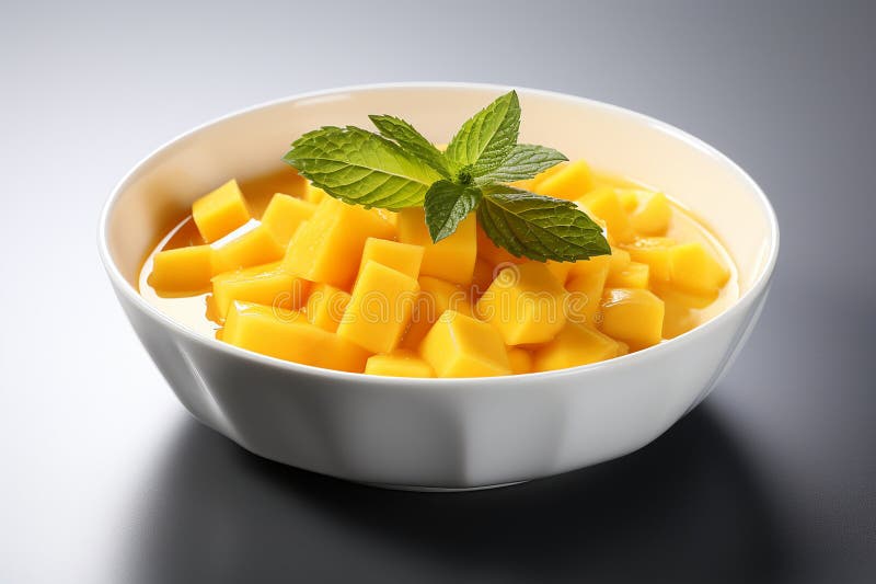 Generative AI Image of Fresh Mango Slices in White Bowl Stock ...