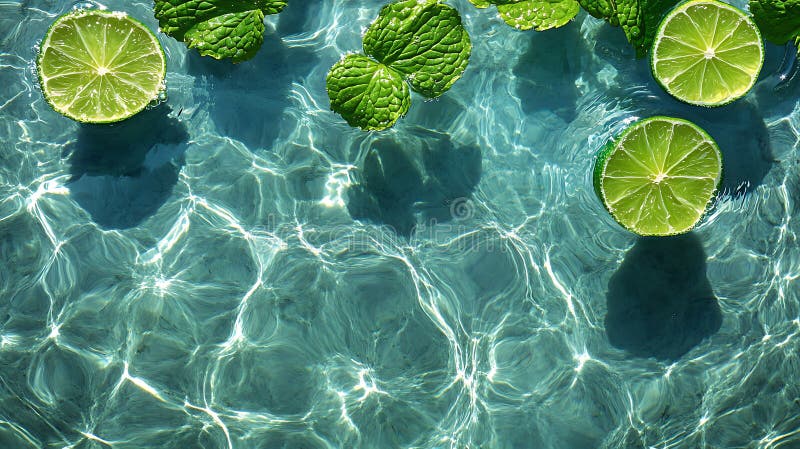 Generative AI Image of Fresh Mint Leaves and Bright Green Limes ...