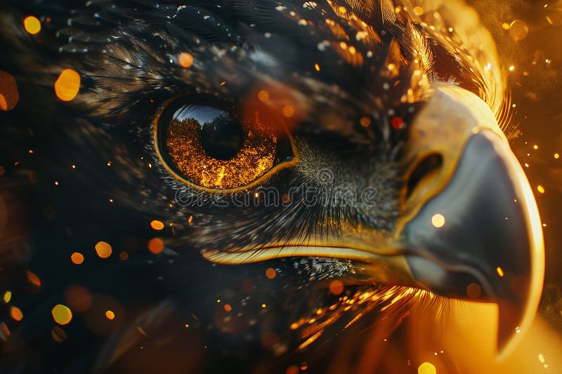 Generative AI Image of Golden Eye of Eagle Hawk Falcon Stock ...