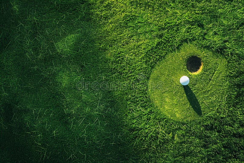 Generative AI Image of Golf Ball and Mini Hole with Copy Space in Green ...