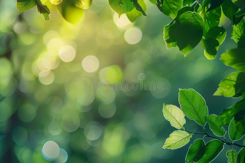 Generative AI Image of Green Leaves in the Park with Blurred Background ...