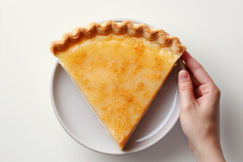 Generative AI Image of Hand Holding White Plate with a Slice of Milk ...