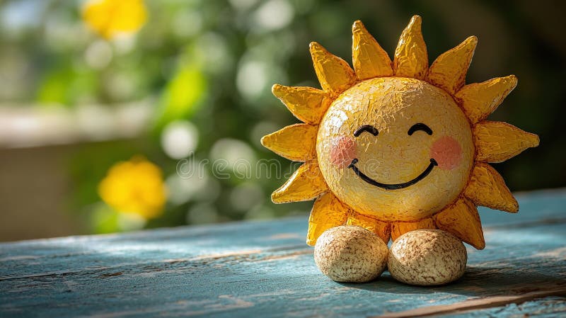 Generative AI Image of Happy Cute Sun Clay Craft in the Park Stock ...