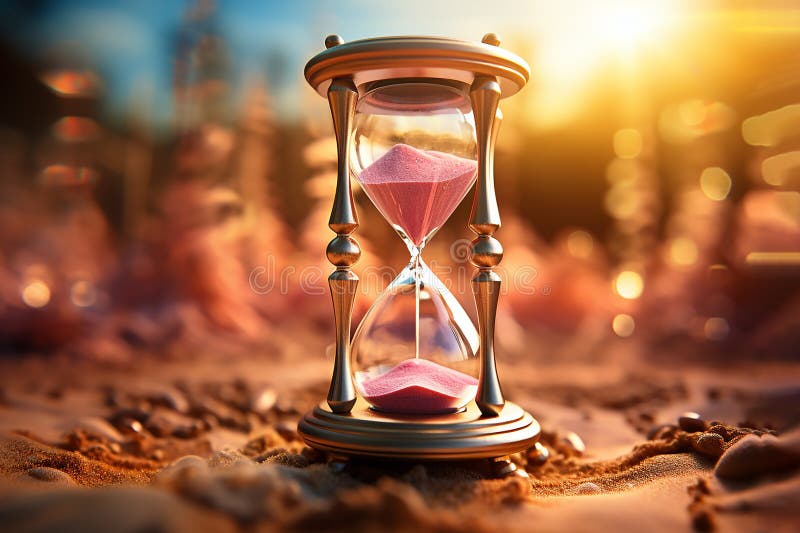 Generative AI Image of Hourglass for Counting Time with Pink Sand Stock ...