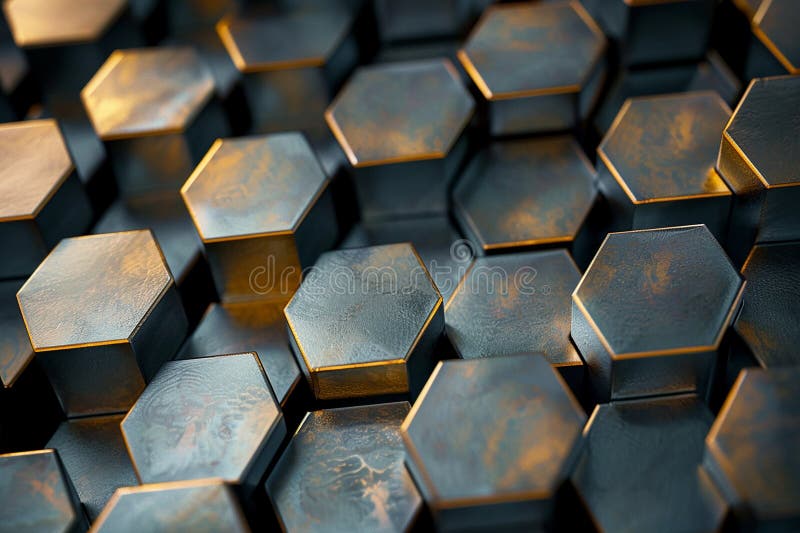 Generative AI Image of Interlocked Metal Honeycomb Hexagon Pattern ...