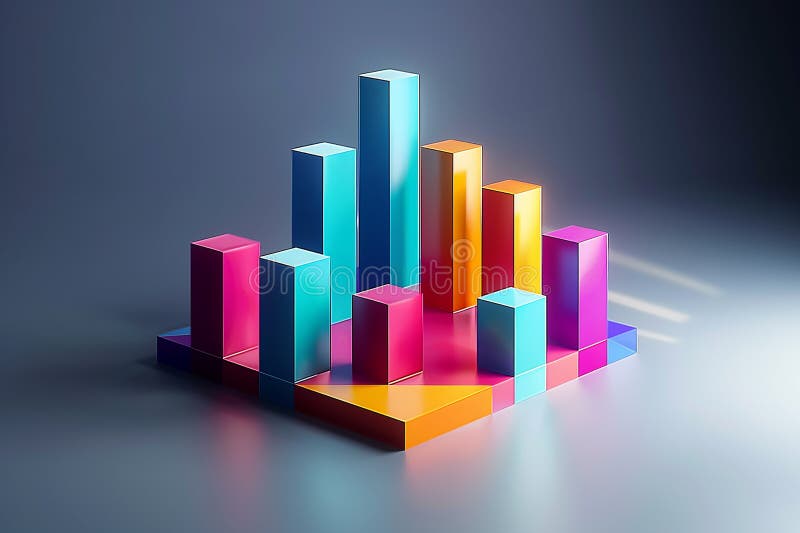 Generative AI Image of Isometric View of Colorful Fluctuation Bar Graph ...