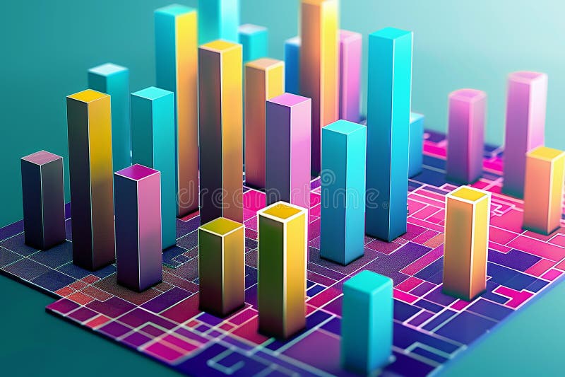 Generative AI Image of Isometric View of Colorful Fluctuation Bar Graph ...
