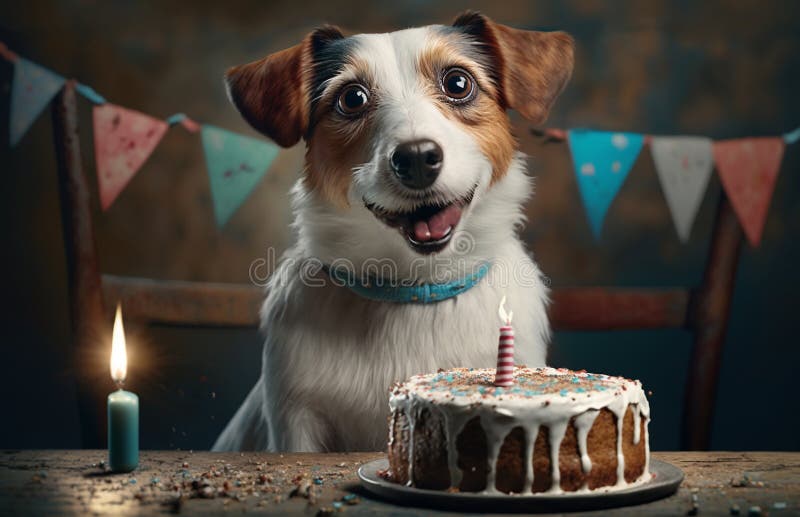 Generative AI Image of a Jack Russell Terrier with a Birthday Cake ...
