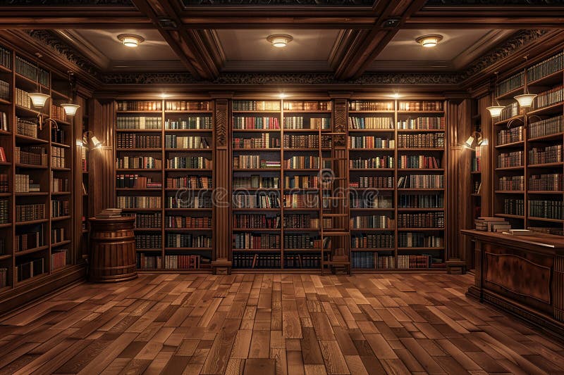 Generative AI Image of Library Landscape with Books Collection in ...